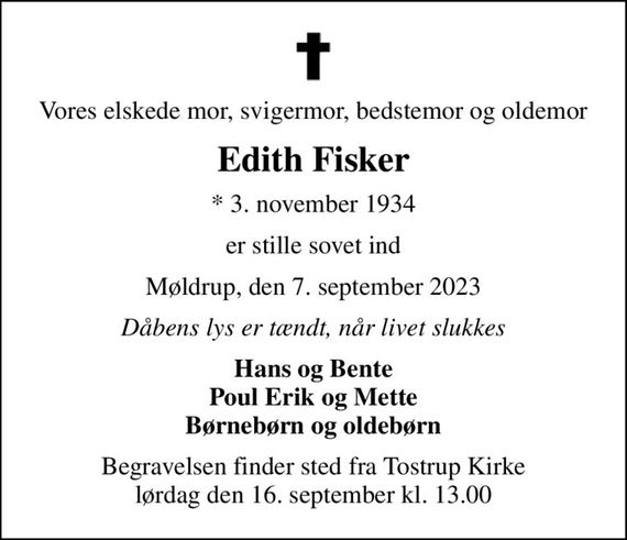 Edith Fisker | Dødsannoncer i Danmark