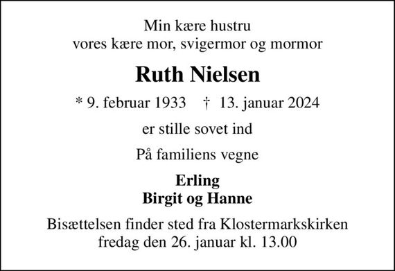 Ruth Grethe Nielsen | Dødsannoncer i Danmark
