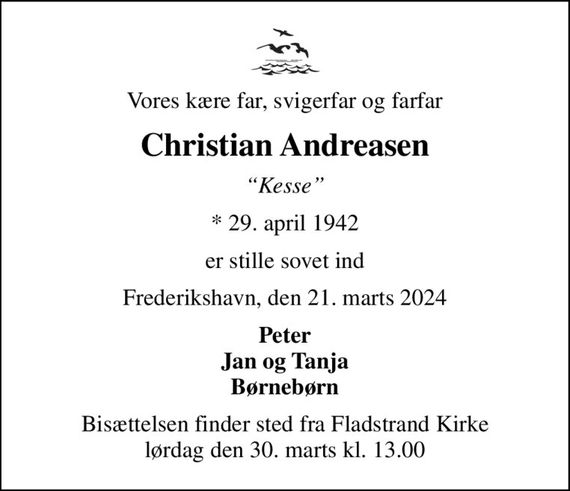 Christian Andreasen | Dødsannoncer i Danmark