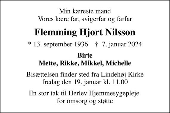 Flemming Hjort Nilsson | Dødsannoncer i Danmark