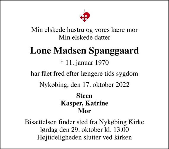 Lone Spanggaard | Dødsannoncer i Danmark
