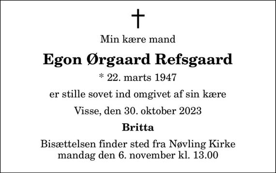 Egon Ørgaard Refsgaard | Dødsannoncer i Danmark