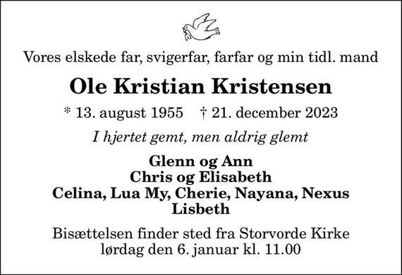 Ole Kristian Kristensen | Dødsannoncer i Danmark