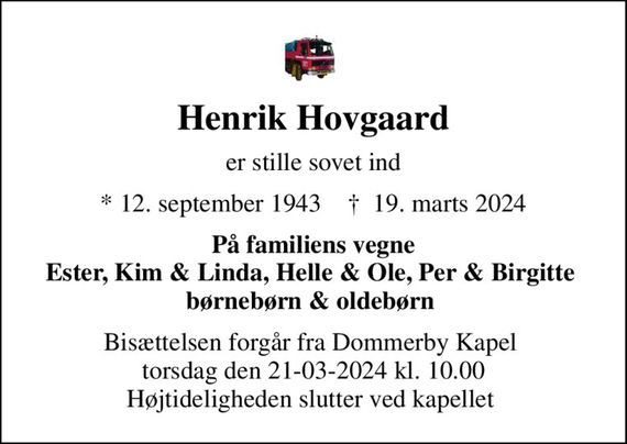 Henrik Hovgaard | Dødsannoncer i Danmark