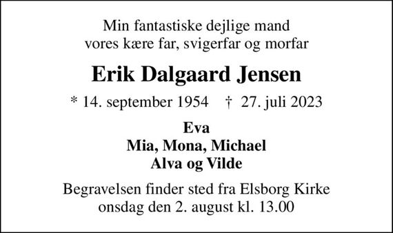 Erik Dalgaard Jensen | Dødsannoncer i Danmark