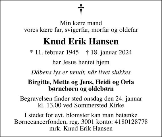 Knud Erik Hansen | Dødsannoncer i Danmark