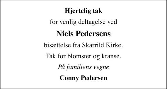 Niels Pedersen | Dødsannoncer i Danmark