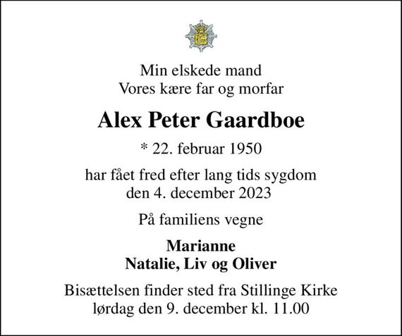 Alex Peter Gaardboe | Dødsannoncer i Danmark