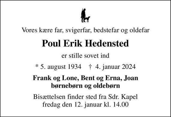 Poul Erik Hedensted | Dødsannoncer i Danmark