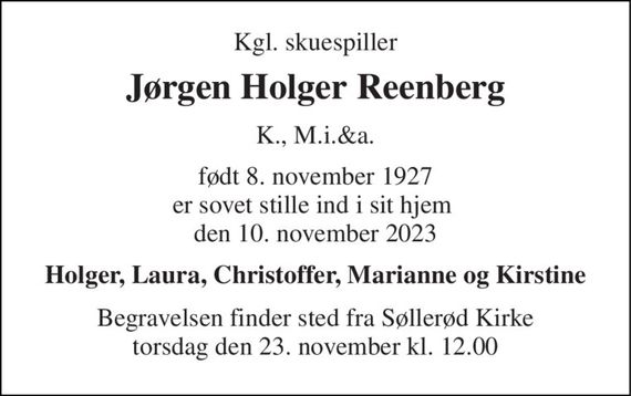 Jørgen Holger Reenberg | Dødsannoncer i Danmark