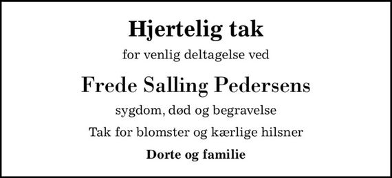 Frede Salling Pedersen | Dødsannoncer i Danmark