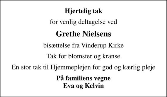 Grethe Nielsen | Dødsannoncer i Danmark