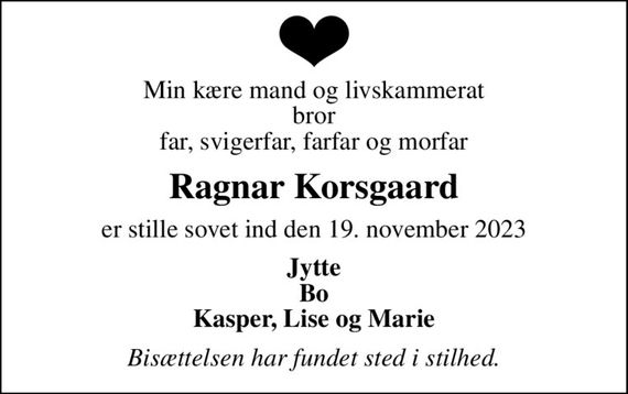 Ragnar Korsgaard | Dødsannoncer i Danmark