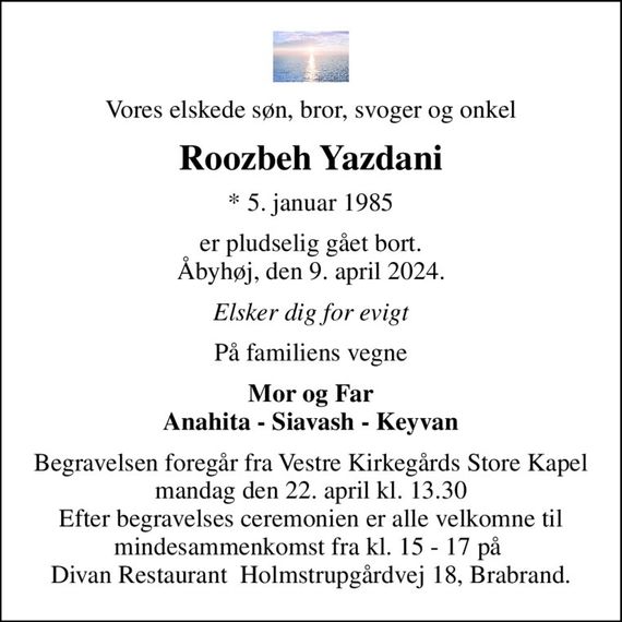Roozbeh Yazdani | Dødsannoncer i Danmark