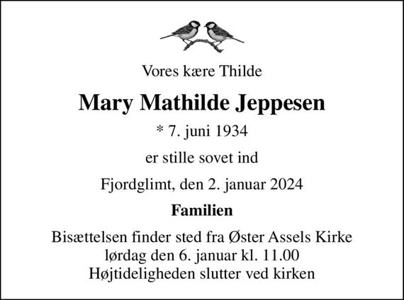 Mary Mathilde Jeppesen | Dødsannoncer i Danmark