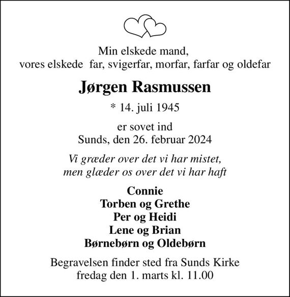 Jørgen Rasmussen | Dødsannoncer i Danmark