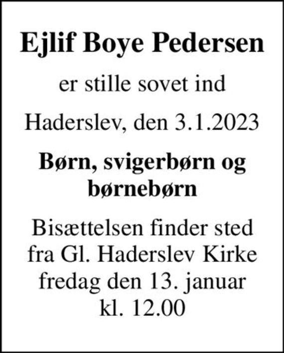 Ejlif Boye Pedersen | Dødsannoncer i Danmark