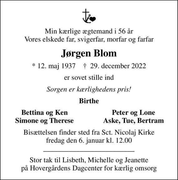 Jørgen Blom | Dødsannoncer i Danmark