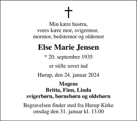 Else Marie Jensen | Dødsannoncer i Danmark