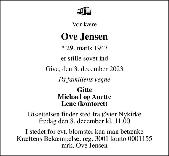 Ove Jensen | Dødsannoncer i Danmark