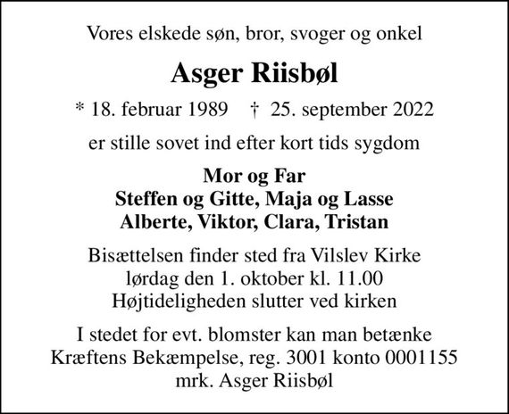 Asger Riisbøl | Dødsannoncer i Danmark