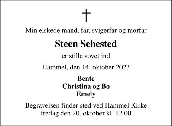 Sten Sehested | Dødsannoncer i Danmark