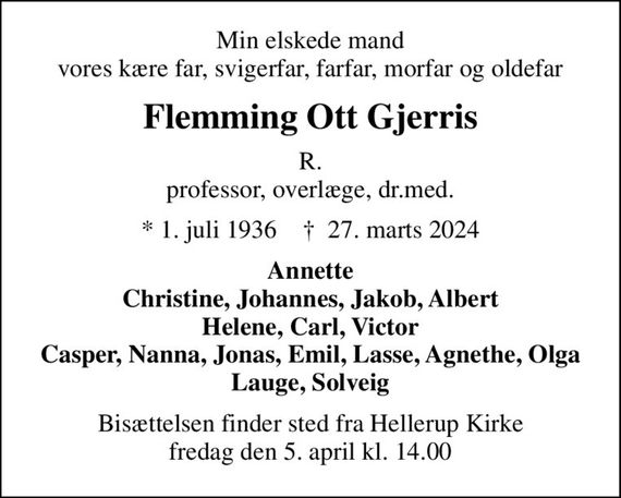 Flemming Ott Gjerris | Dødsannoncer i Danmark