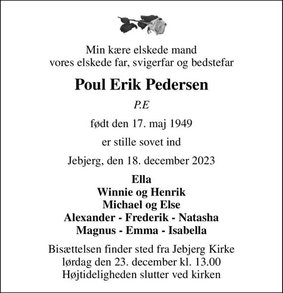 Poul Erik Pedersen | Dødsannoncer i Danmark