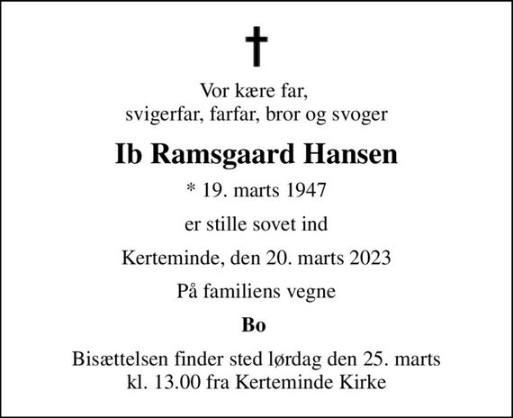 Ib Ramsgaard Hansen | Dødsannoncer i Danmark