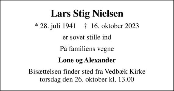 Lars Stig Nielsen | Dødsannoncer i Danmark