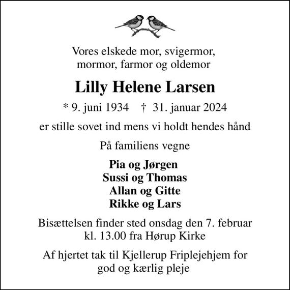 Lilly Helene Larsen | Dødsannoncer i Danmark