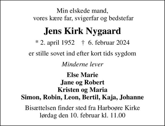 Jens Kirk Nygaard | Dødsannoncer i Danmark