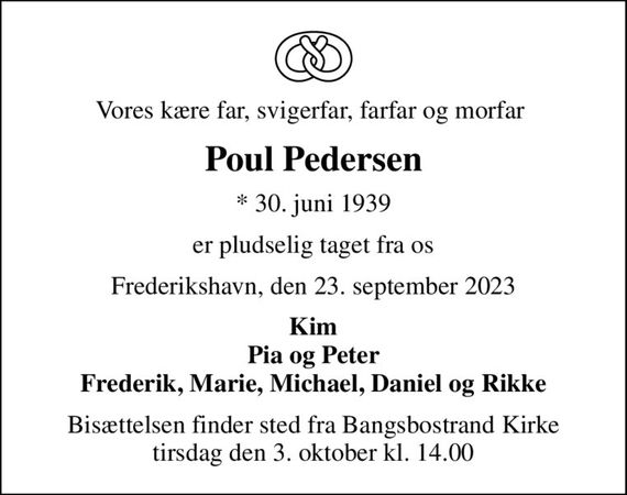 Poul Pedersen | Dødsannoncer i Danmark
