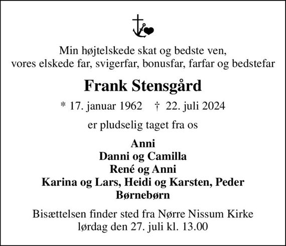 Frank Stensgård Carlsen | Dødsannoncer i Danmark