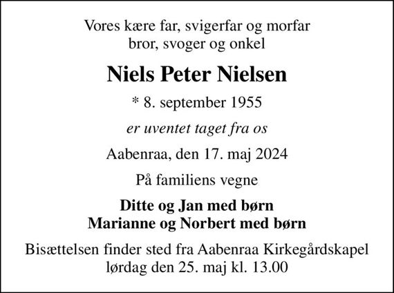 Niels Peter Nielsen | Dødsannoncer i Danmark