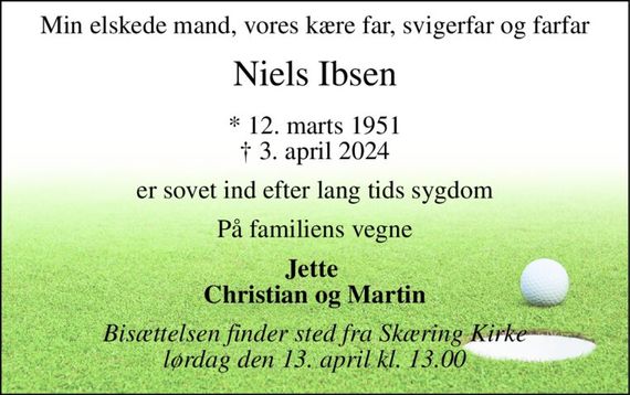 Niels Ibsen | Dødsannoncer i Danmark