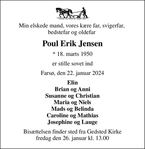 Poul Erik Jensen | Dødsannoncer i Danmark