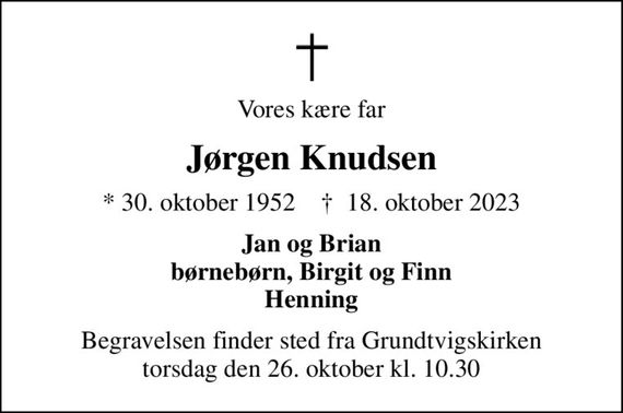 Jørgen Knudsen | Dødsannoncer i Danmark