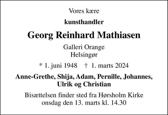 Georg Reinhard Mathiasen | Dødsannoncer i Danmark