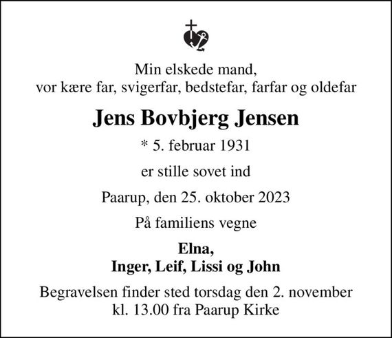 Jens Bovbjerg Jensen | Dødsannoncer i Danmark