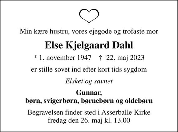 Else Kjelgaard Dahl | Dødsannoncer i Danmark