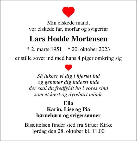 Lars Hodde Mortensen | Dødsannoncer i Danmark