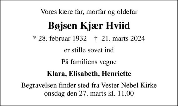 Bojsen Kjær Hviid | Dødsannoncer i Danmark