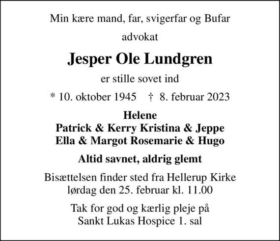 Jesper Ole Lundgren | Dødsannoncer i Danmark