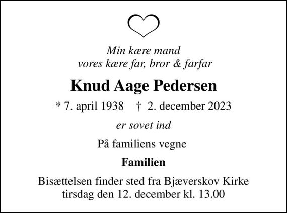 Knud Aage Pedersen | Dødsannoncer i Danmark