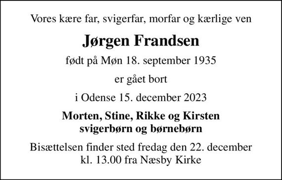 Jørgen Frandsen | Dødsannoncer i Danmark