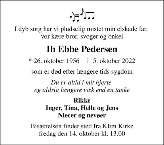 Ib Ebbe Pedersen | Dødsannoncer i Danmark