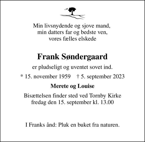 Frank Søndergaard | Dødsannoncer i Danmark