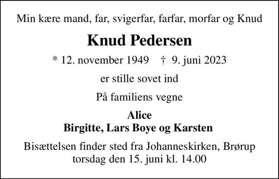 Knud Pedersen | Dødsannoncer i Danmark