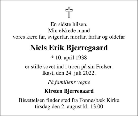 Niels Erik Bjerregaard | Dødsannoncer i Danmark